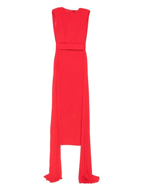 Solace London Tavia Pleated Belted Maxi Dress Red Farfetch Uk