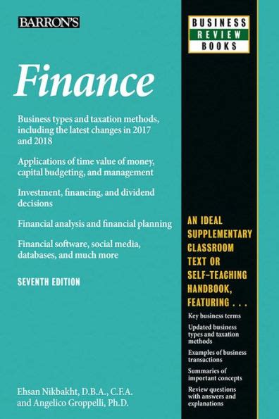 Finance By Ehsan Nikbakht Dba Cfa Angelico Groppelli Phd Paperback Barnes And Noble®