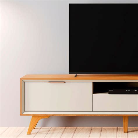 Rack Para Tv 75 Polegadas Com 3 Portas Viena Pés Madeira Maciça