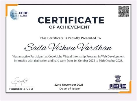 Vishnu Saila On Linkedin Internship Webdevelopment Codealpha