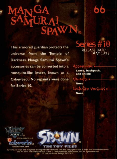 1998 Inkworks Spawn Toy Files 66 Manga Samurai Spawn Nm Mt