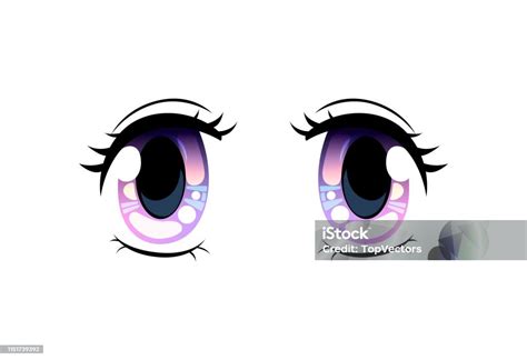 밝은 눈 아름 다운 눈 와 빛 반사 만화 일본 스타일 벡터 일러스트 0명에 대한 스톡 벡터 아트 및 기타 이미지 0명 귀여운 만화 Istock