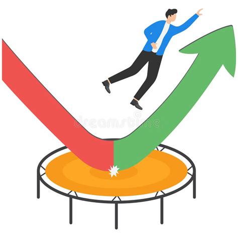 Businessmen Jump High On Trampoline With Green Rising Up Performance