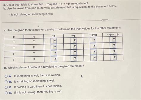[solved] A Use A Truth Table To Show That ~ Pvq And ~ Q ~ P Are