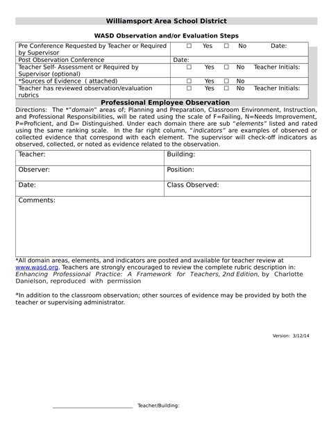 Boss Observation Form Sample Form Example Download