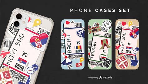 International Boarding Pass Phone Case Set Vector Download