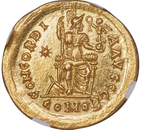 Solidus Honorius Concordia Avggg Thessalonica Eastern Roman