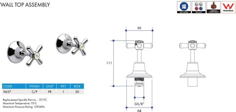 9657 Whitehall Chrome Plated Wall Top Assembly Jumper Valve