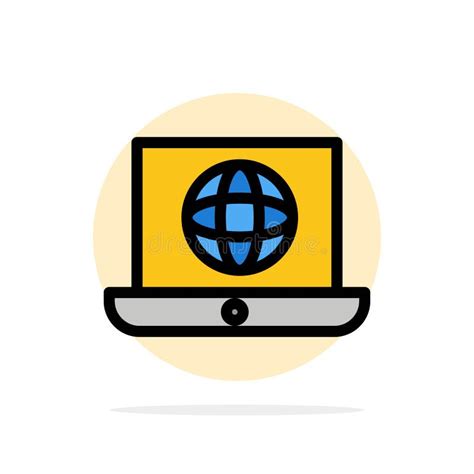 Laptop World Globe Technical Abstract Circle Background Flat Color