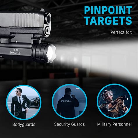 Defendtek Tactical Gun Flashlights Compact Rail Mounted Led Light