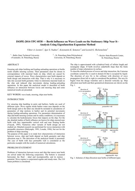 Pdf Berth Influence On Wave Loads On The Stationary Ship Near It Analysis Using
