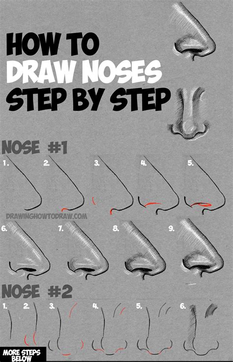 How To Draw Noses From The Front