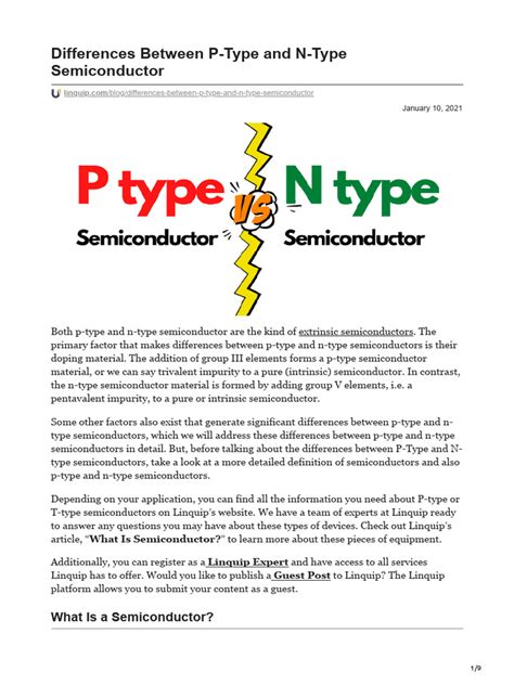 Differences Between P Type And N Type Semiconductor Pdf Semiconductors Doping Semiconductor