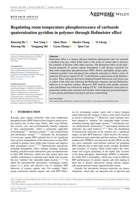 Pdf Regulating Room Temperature Phosphorescence Of Carbazole