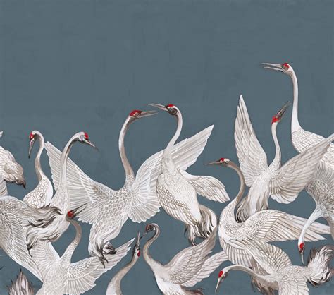 Soaring Cranes Blue Rebel Walls