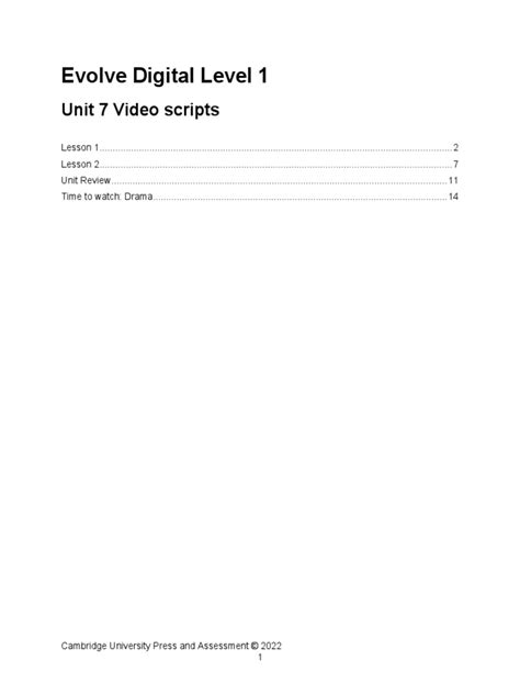 Evolve Digital Level 1 Unit 7 Video Scripts Pdf