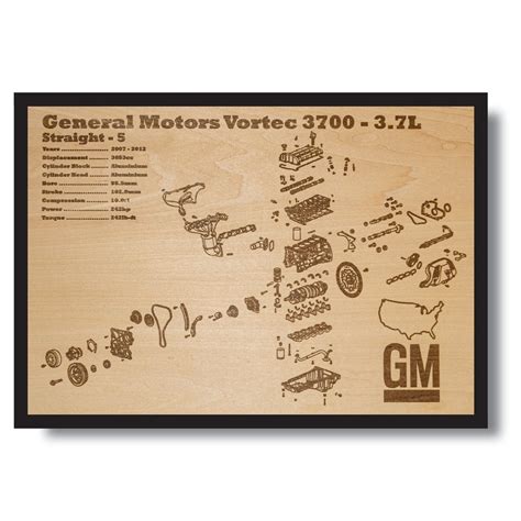 General Motors Vortec 3700 37l Engine Exploded View Poster Enginemaps
