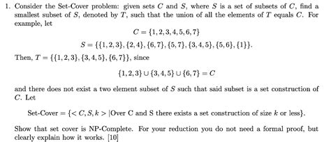 Consider The Set Cover Problem Given Sets C And Chegg Com
