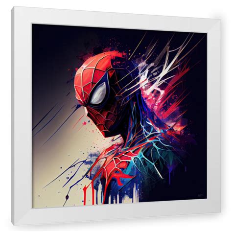 Maki 26x26 White Modern Wood Framed Wall Art Titled Spider Man I