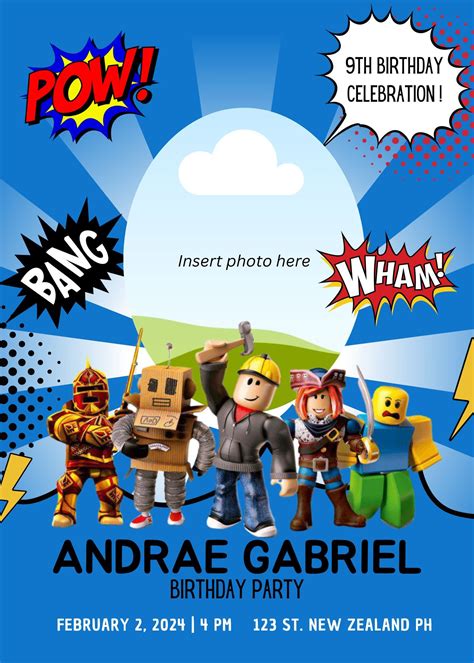 Roblox Birthday Party Invitation