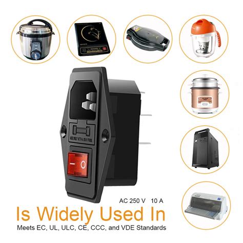 Module Plug 10a Fuse Switch Male Power Socket Adapter Power Connector 3 Pins