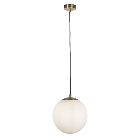 Atom Opal Glass Ceiling Pendant Light In Satin Brass