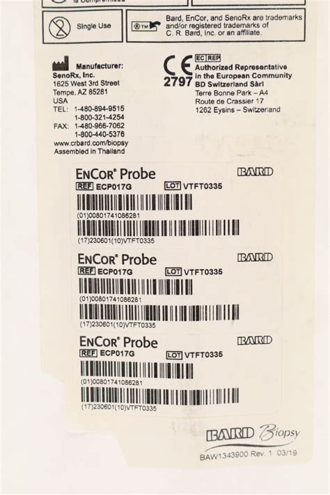 New Bard Ecp017g Expired Eaches Encor Breast Biopsy Probe 7g Disposables General For