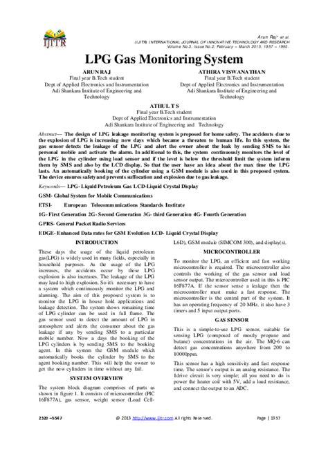 Pdf Lpg Gas Monitoring System