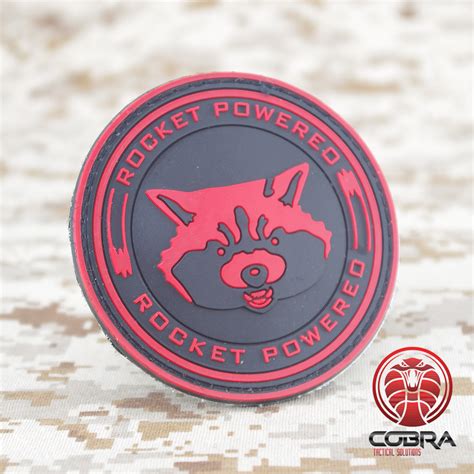 Rocket Powered Guardians Of The Galaxy Red Pvc Patch With Hook And Loop Airsoft
