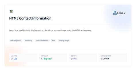 Mastering Html Contact Information Labex