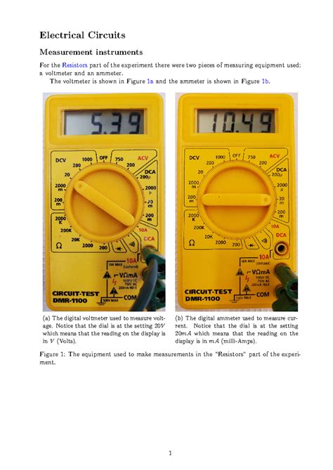 Electrical Circuits Data Sheet Electrical Circuits Measurement