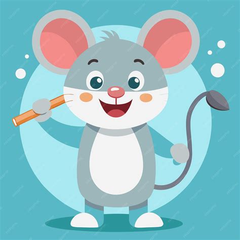 Adorable Animation Of A Cute Mouse Brushing Its Teeth Art Premium Ai