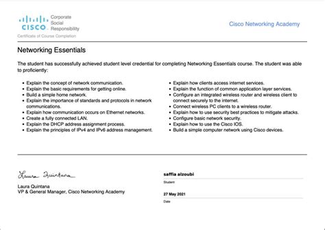Completed The Networking Essentials Course A Very Comprehensive And