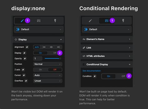 how to hide elements vs disabled them on page load for better performance tutorials weweb