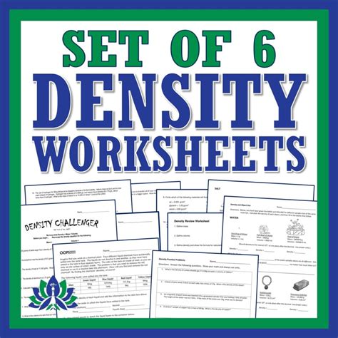 Set Of 6 Density Worksheets Flying Colors Science