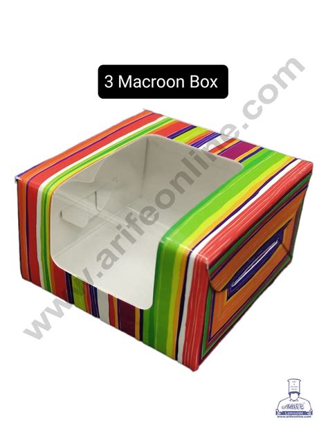 Cake Decor™ Printed 03 3 Macaroon Boxes With Clear Window Macaroon Arife Online Store