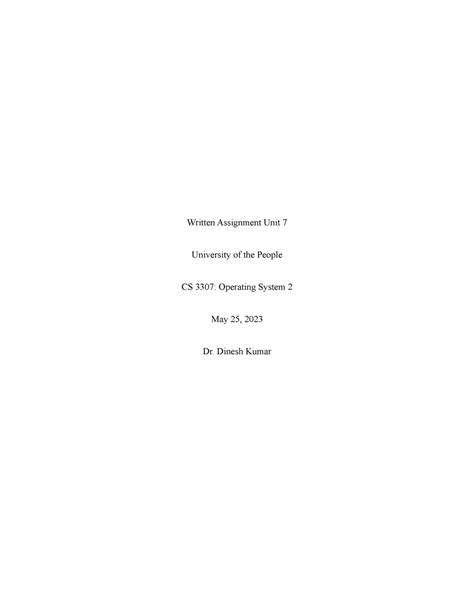 Written Assignment Unit PSYC UoPeople Studocu