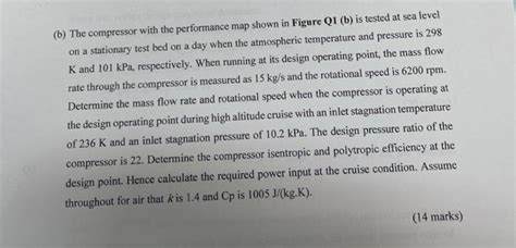 Solved B The Compressor With The Performance Map Shown In