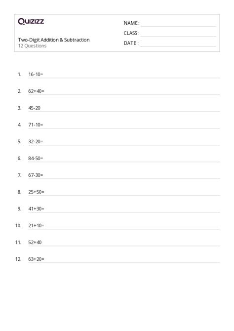 50 Two Digit Subtraction Word Problems Worksheets For 2nd Class On