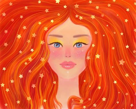 Illustrazione Di Una Bella Ragazza Coi Capelli Rossi E Rossi Ritratto