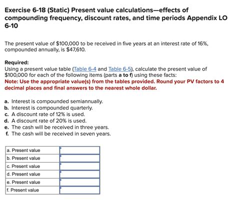 Exercise Static Present Value Chegg