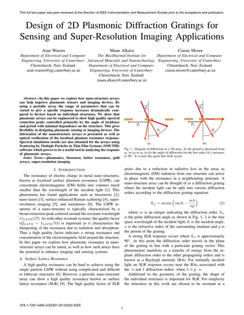 Pdf Design Of 2d Plasmonic Diffraction Gratings For Sensing And Super