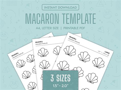 Seashell Macaron Templates Printable Seashell Macaron Templates Bundle