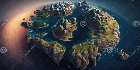 Fiction Or Comic Of Continent With Natural Geography Map In Natural