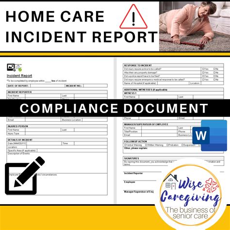 Home Care Incident Report Template Work Accident Form Etsy Australia