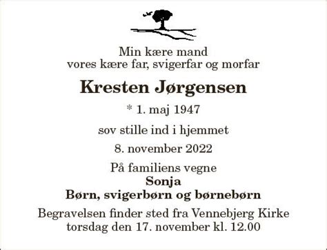 Dødsannonce For Kresten Jørgensen Nordjyskedk