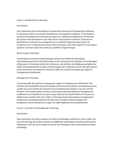 E Learning Notes De Cours Leçon 1 Introduction à Le Learning