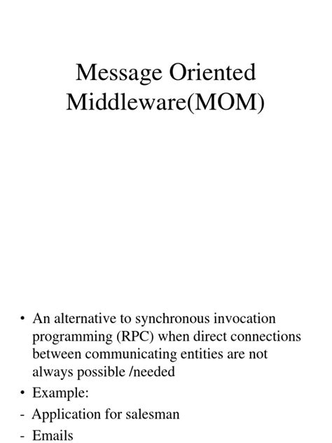 Message Oriented Middleware Mom Pdf Distributed Computing