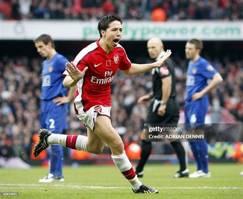 Arsenals French Midfielder Samir Nasri Celebrates After Scoring His News Photo Getty Images