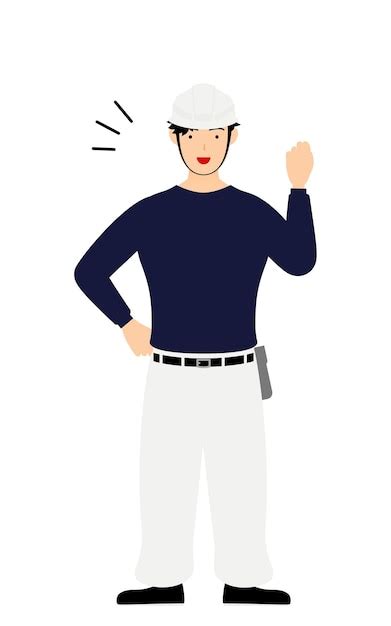 Premium Vector Carpenter Man Pose Cheerful Gutsy Pose